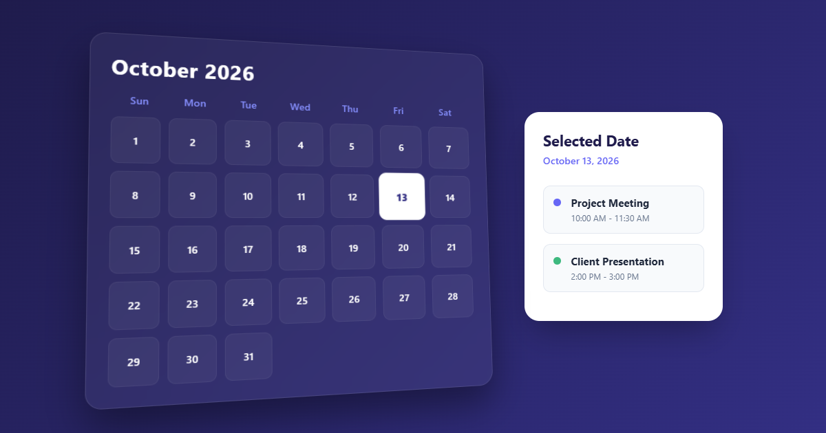 Interactive 3D Event Calendar JS (Code Snippet) - CodeShack