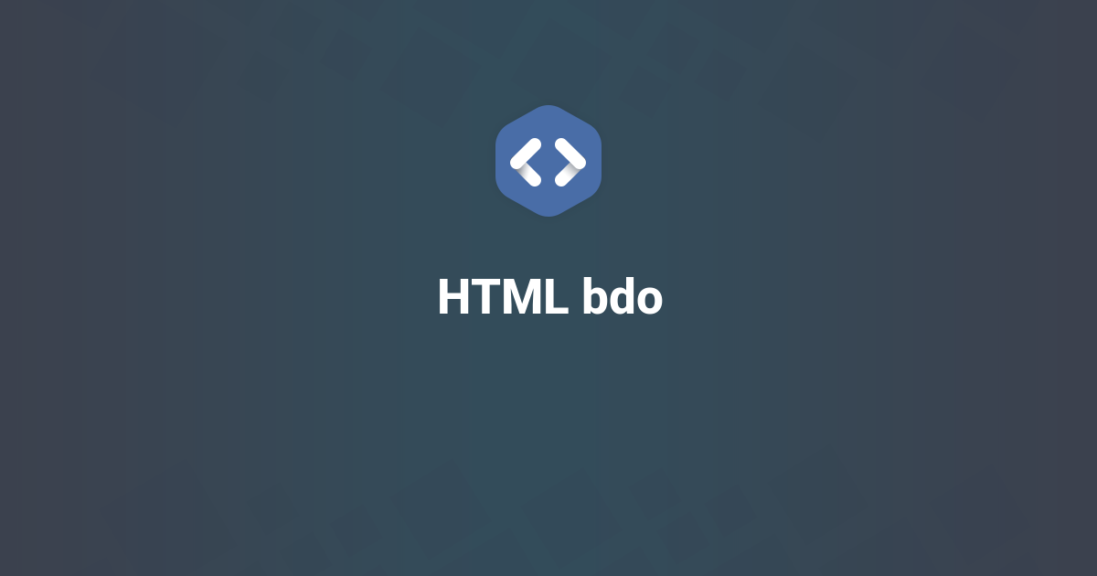 HTML bdo tag
