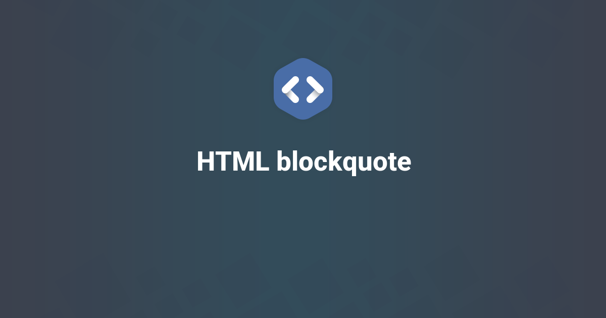 HTML blockquote tag