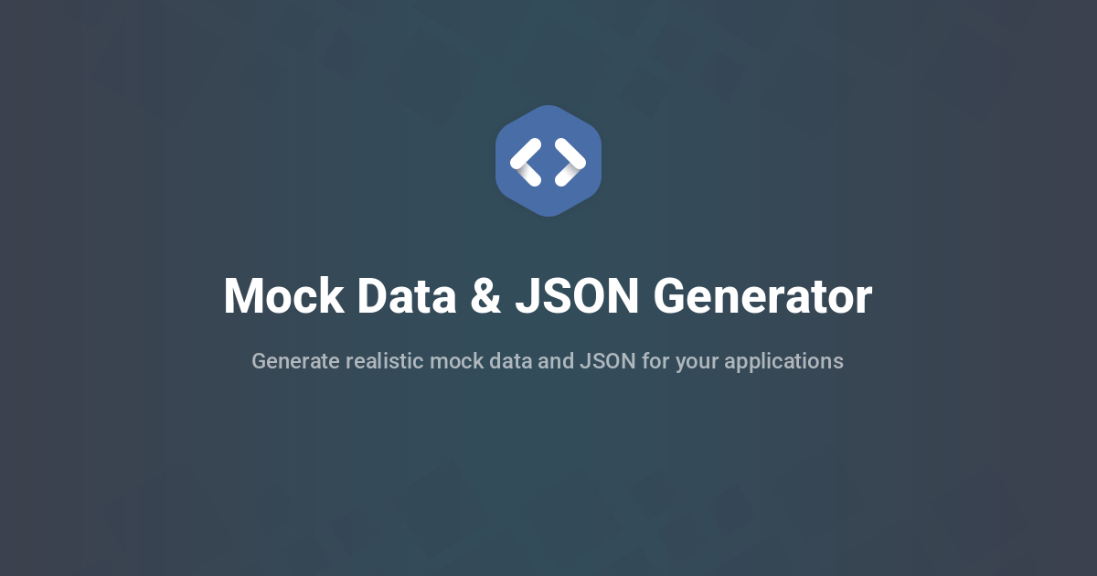 Mock Data & JSON Generator - Free Online Tool