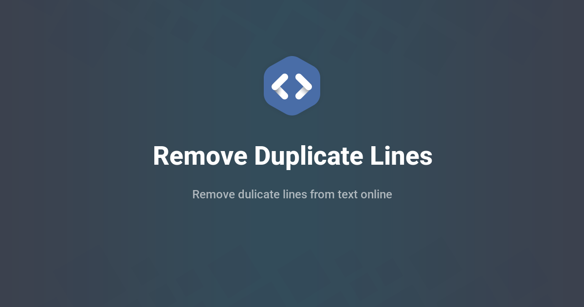 Remove Duplicate Lines