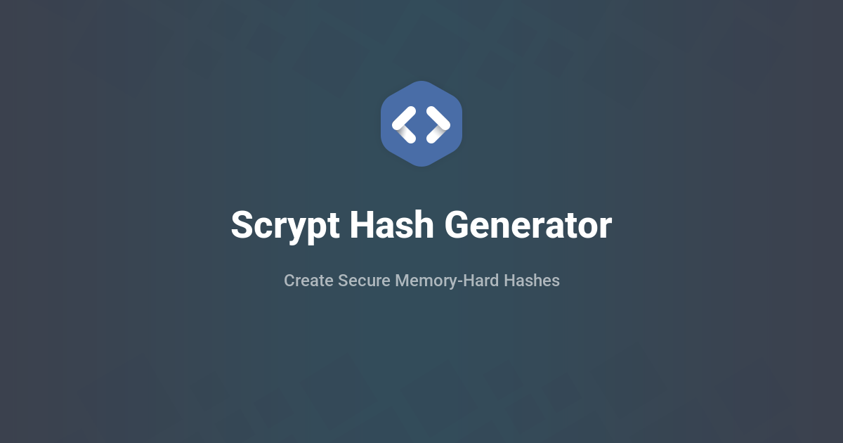 Scrypt Hash Generator & Verifier
